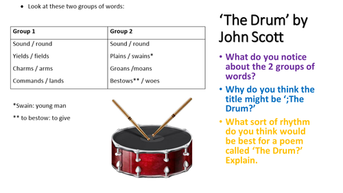 War poetry John Scott The Drum fully differentiated - skills for 9-1 ...