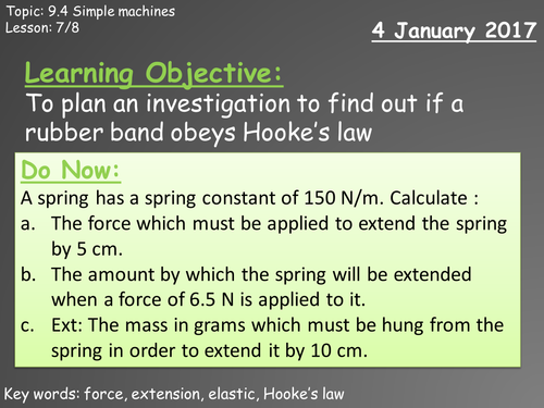 KS3 Unit 7K Physics - Forces (7a Forces, 7b Hooke's Law, 7c Friction ...