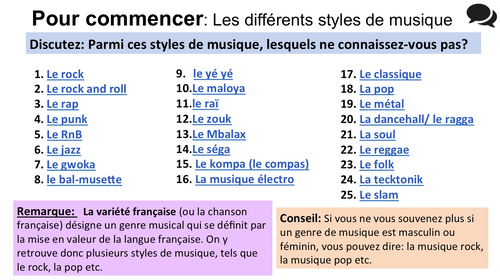 La musique francophone contemporaine- La diversité- A Level French ...