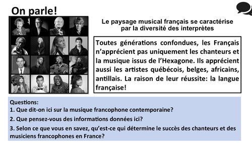 La musique francophone contemporaine- La diversité- A Level French ...
