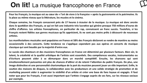 La musique francophone contemporaine- La diversité- A Level French ...