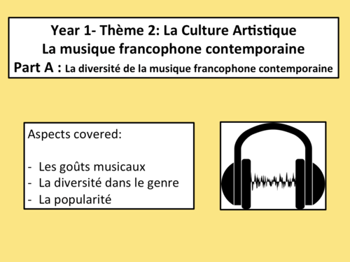 La Musique Francophone Contemporaine- FULL TOPIC- AS FRENCH | Teaching ...