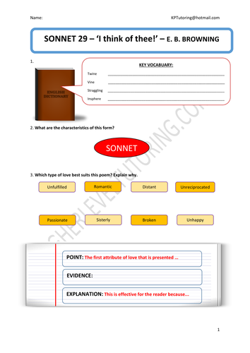 AQA: English Literature - POETRY : Love and Relationships 15 poems(42 ...