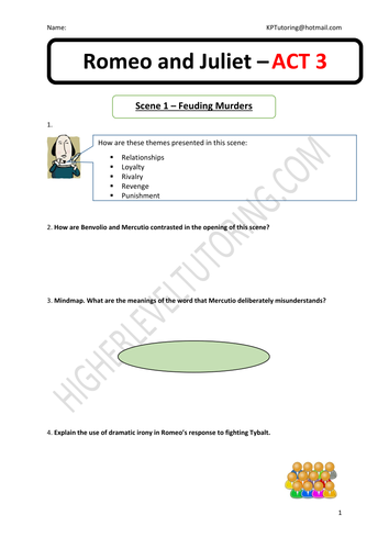 SHAKESPEARE: Romeo and Juliet - ACT 3. Scene 1- 5 | Teaching Resources
