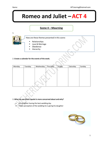 SHAKESPEARE: Romeo and Juliet - ACT 4. SCENE 1 - 5 | Teaching Resources