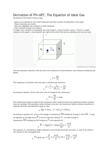 AQA A Level Physics - Derivation of the Ideal Gas Law | Teaching Resources