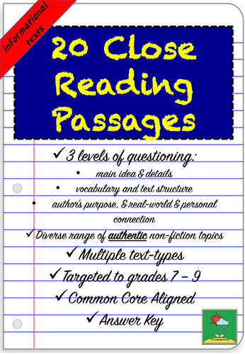 No Prep Close Reading Passages - Non-Fiction | Teaching Resources