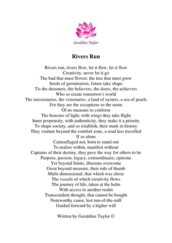 Rivers Run Poem | Teaching Resources