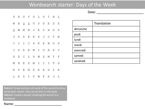 10 Wordsearches French Language Keywords KS3 GCSE Wordsearch Starter ...