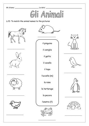 ITALIAN - ANIMALS - I Numeri e Gli Animali - Worksheets | Teaching ...