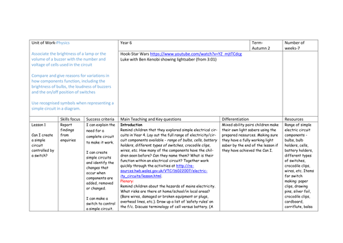 Year 6 electricity sequenced lesson plans | Teaching Resources