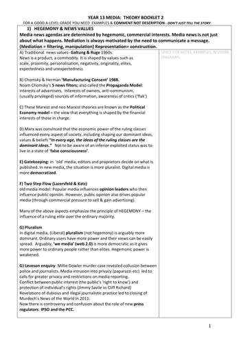 Media Theory Booklet 2 (A-Level Media Studies, Year 2) | Teaching Resources