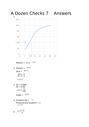 A Dozen GCSE Maths Questions worksheets 7 & 8 | Teaching Resources