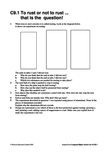 KS3 Unit 8G Chemistry - Metals (8b, Corrosion, 8c Water, 8d Acids, 8e ...