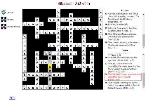 Literacy In Sikhism – Interactive Crosswords (HTML5) | Teaching Resources