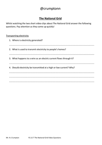 GCSE Physics - The National Grid lesson plan, presentation and ...