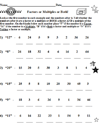 Factors and Multiples Bundle 12 Worksheets | Teaching Resources