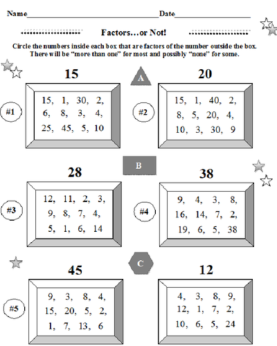 Factors and Multiples Bundle 12 Worksheets | Teaching Resources