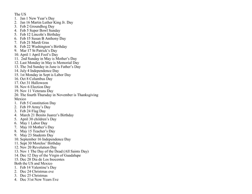 American versus Mexican Holidays Animated Board Game Answer Key ...