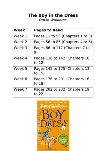 The Boy in the Dress by David Walliams - Unit of Work | Teaching Resources