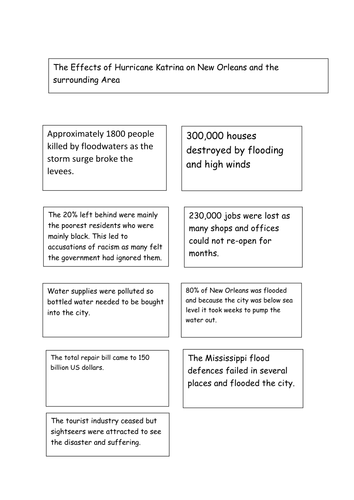 Hurricane Katrina - The Cause and Impacts- Diamond Nine Activity ...