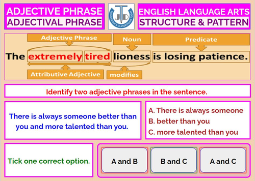 ADJECTIVE OR ADJECTIVAL PHRASE - LESSON PLAN | Teaching Resources