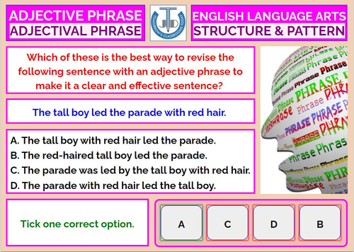 ADJECTIVE OR ADJECTIVAL PHRASE - LESSON PLAN | Teaching Resources