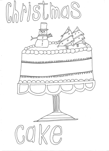 Christmas Cake: Colouring Page | Teaching Resources