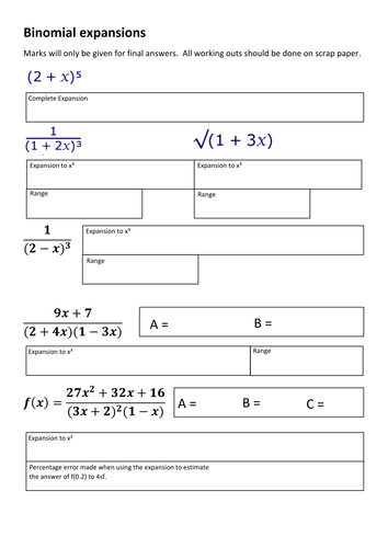 Binomial expansion (everything) | Teaching Resources