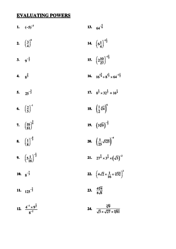 Evaluating Powers (2) | Teaching Resources