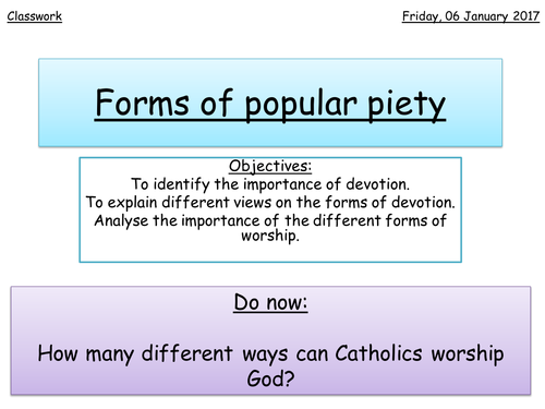 Forms of Popular Piety - Lesson 6 | Teaching Resources
