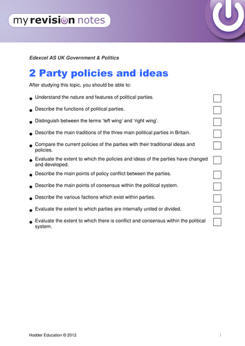Unit 1 People and Politics - POLITICAL PARTIES BUNDLE | Teaching Resources