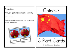Chinese vocabulary cards suitable for EYFS and PreK (UK and USA ...