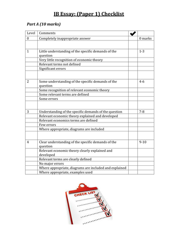 IB Essay Checklist:Paper 1 | Teaching Resources