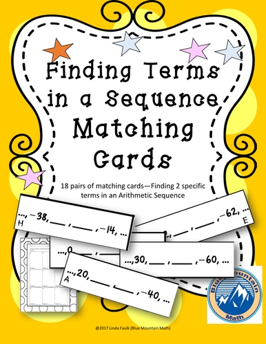 Finding Missing Terms in Arithmetic Sequence Matching Card Set ...