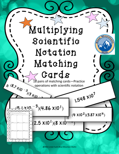 Multiplying Scientific Notation Matching Card Set | Teaching Resources