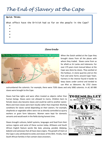 The End of Slavery at the Cape | Teaching Resources