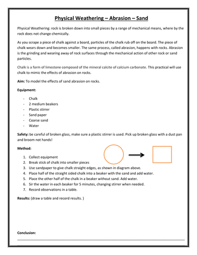 Physical and Chemical Weathering Pracs | Teaching Resources
