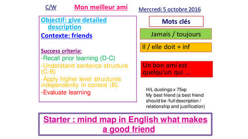 mon meilleur ami (quality of a best friend) | Teaching Resources