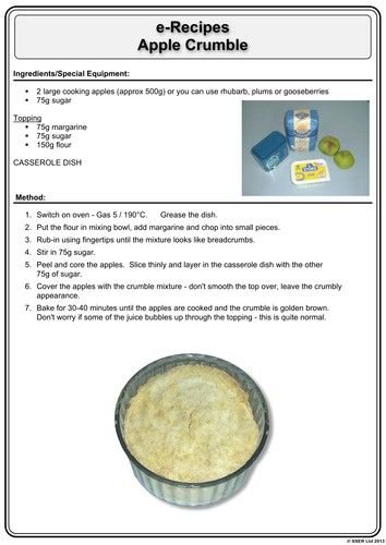 e-Recipe 03 - Apple Crumble | Teaching Resources