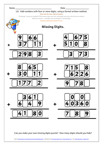 Addition and Subtraction Year 5 - Formal Written Methods | Teaching ...