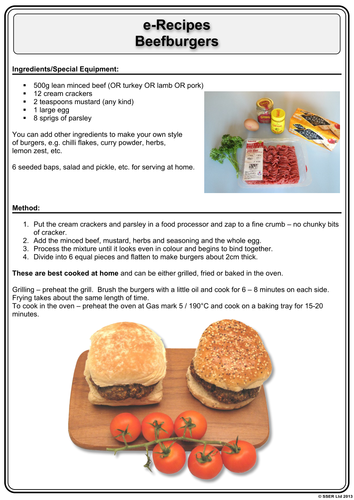 e-Recipe 05 - Beefburgers | Teaching Resources