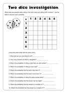 4 Differentiated probability worksheets / investigations | Teaching ...