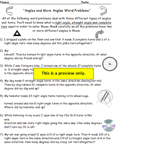 Angles Bundle 7 Worksheets incl. Word Problems | Teaching Resources Angles Bundle 7 Worksheets incl. Word Problems | Teaching Resources