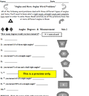 Angles Bundle 7 Worksheets incl. Word Problems | Teaching Resources