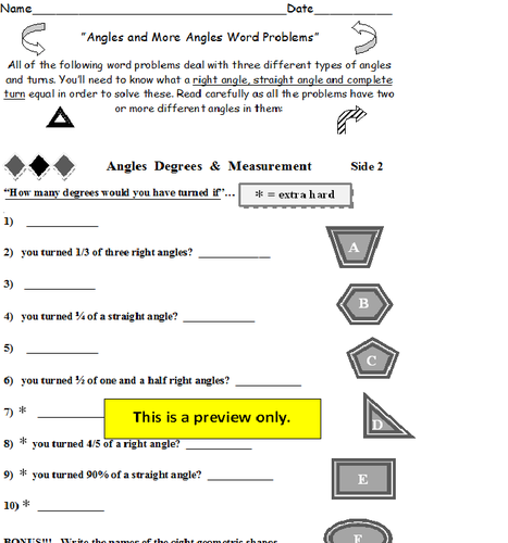 Angles Bundle 7 Worksheets incl. Word Problems | Teaching Resources Angles Bundle 7 Worksheets incl. Word Problems | Teaching Resources