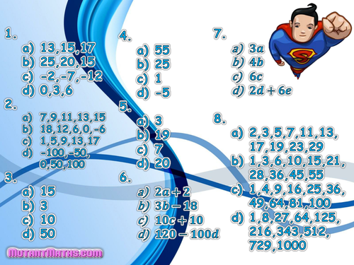 Superhero Number & Algebra Revision with Solutions ⁂ Colourful ...
