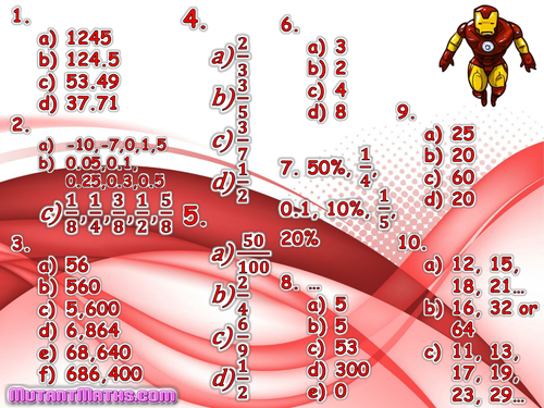 Superhero Number & Algebra Revision with Solutions ⁂ Colourful ...