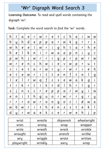 'wr' Digraph Worksheets | Teaching Resources