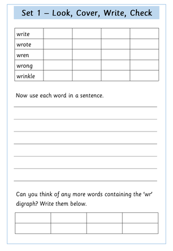 'wr' Digraph - Spelling Worksheets | Teaching Resources